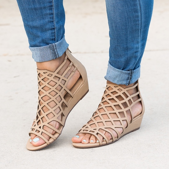 SunnyMia | Shoes | Natural Caged Wedge Sandalsyoung | Poshmark